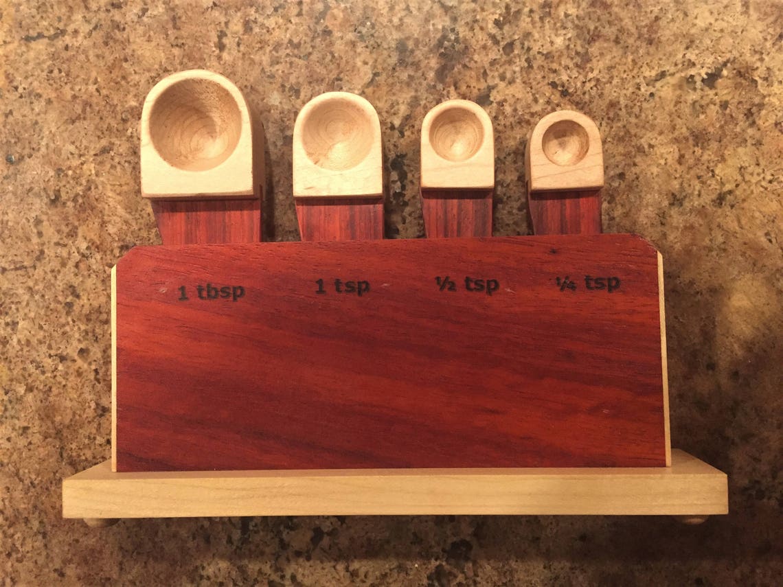 Wood Measuring Spoons and Stand - Etsy