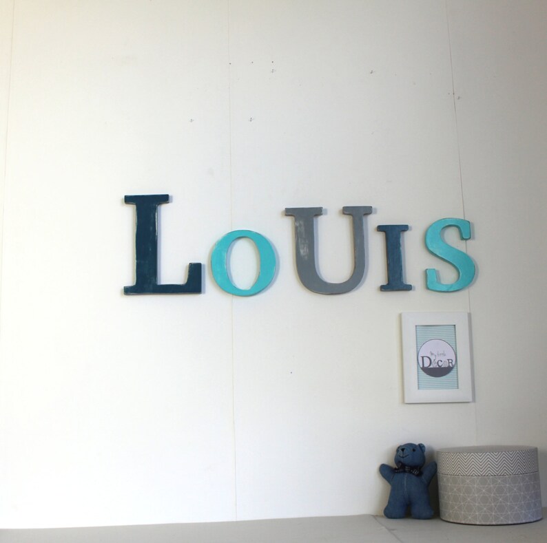 Louis First Name in Large Blue and Gray Letters - Etsy