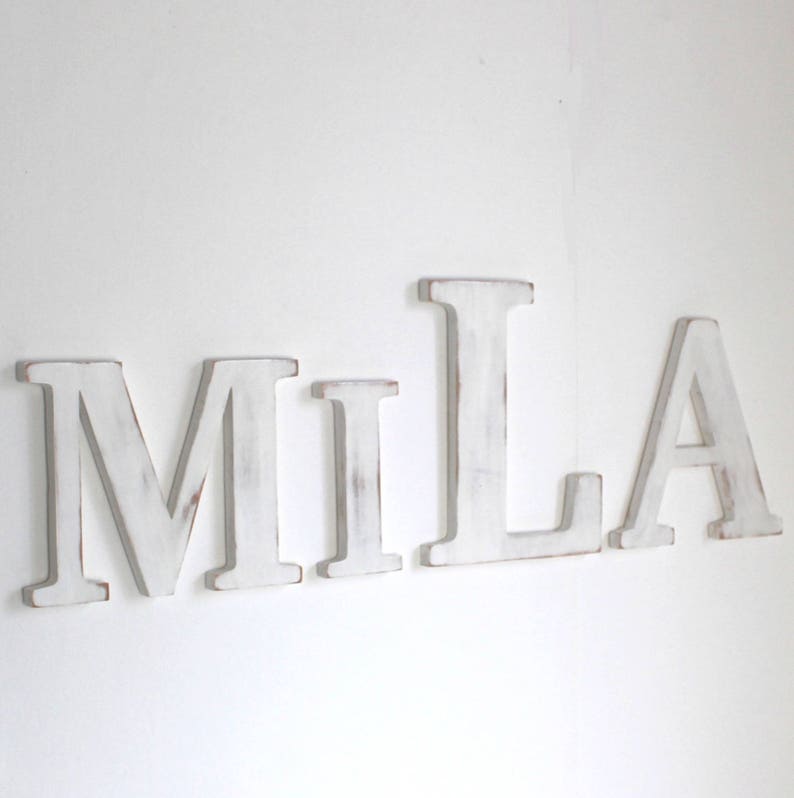 Giant Wooden First Name MILA White Patinated wedding-birth-personalized ...