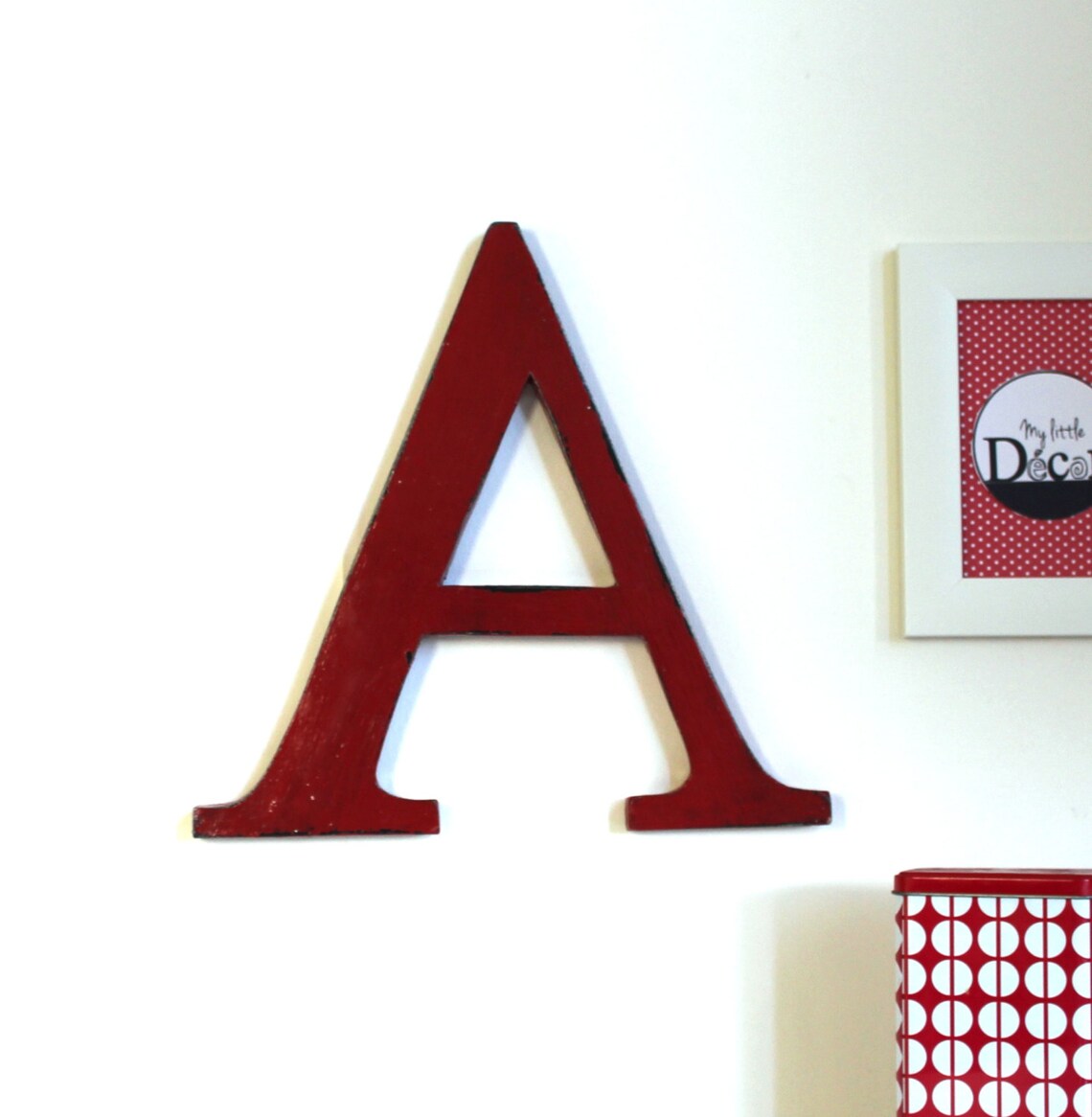 Large Wooden Letter A Red Antiqued Wood Effect Giant - Etsy