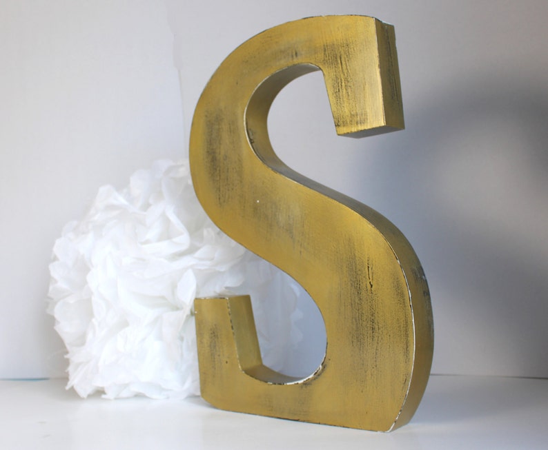 Giant Letter - Wooden Letter S - Asking Letter - Gold Color Letter ...