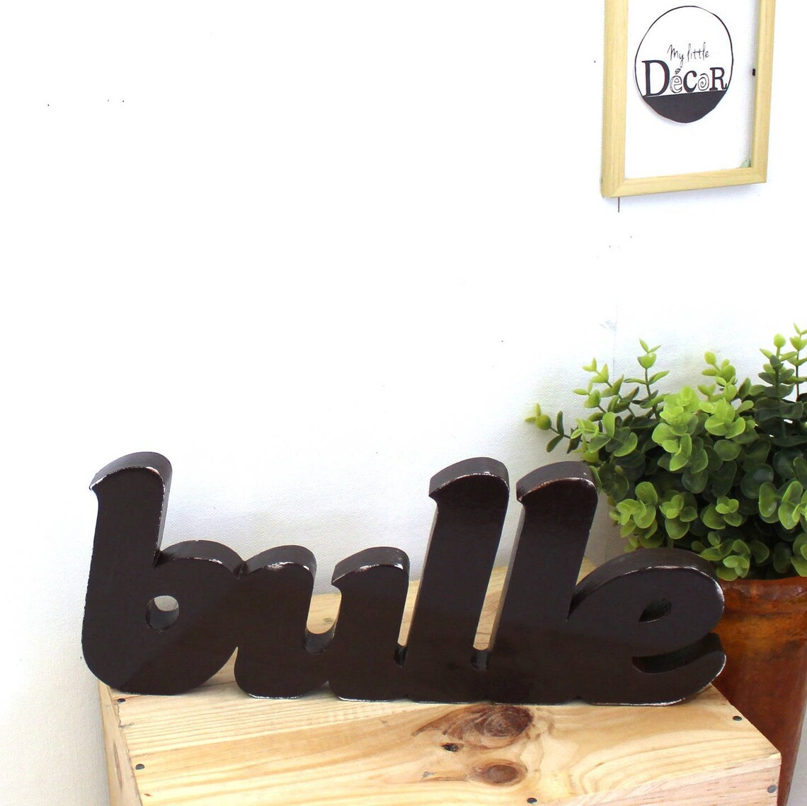 Word Bubble Weathered Dark Brown Wood Decorative Word - Etsy