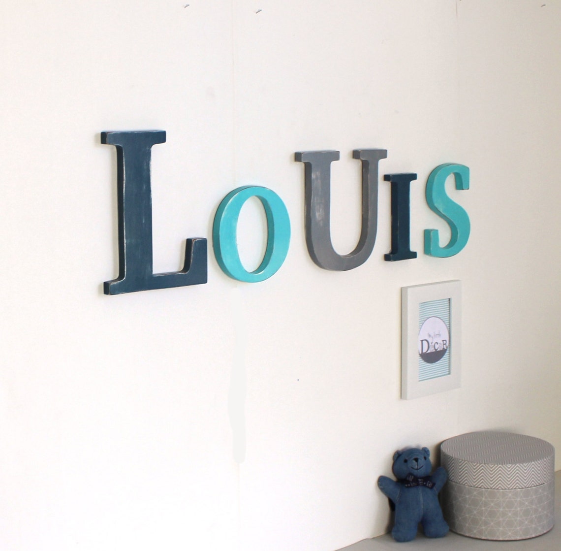 Louis First Name in Large Blue and Gray Letters - Etsy