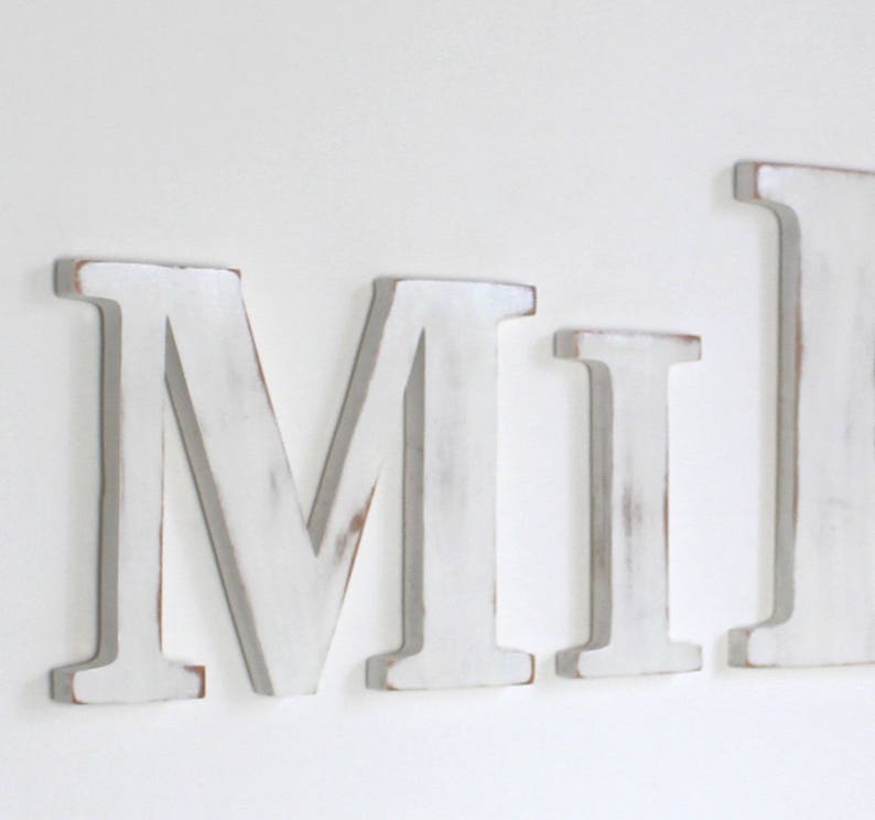 Giant Wooden First Name MILA White Patinated wedding-birth-personalized ...