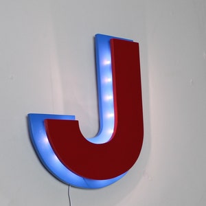 Wooden Letter ”J” Night Light - Sign in Blue & Red - Etsy
