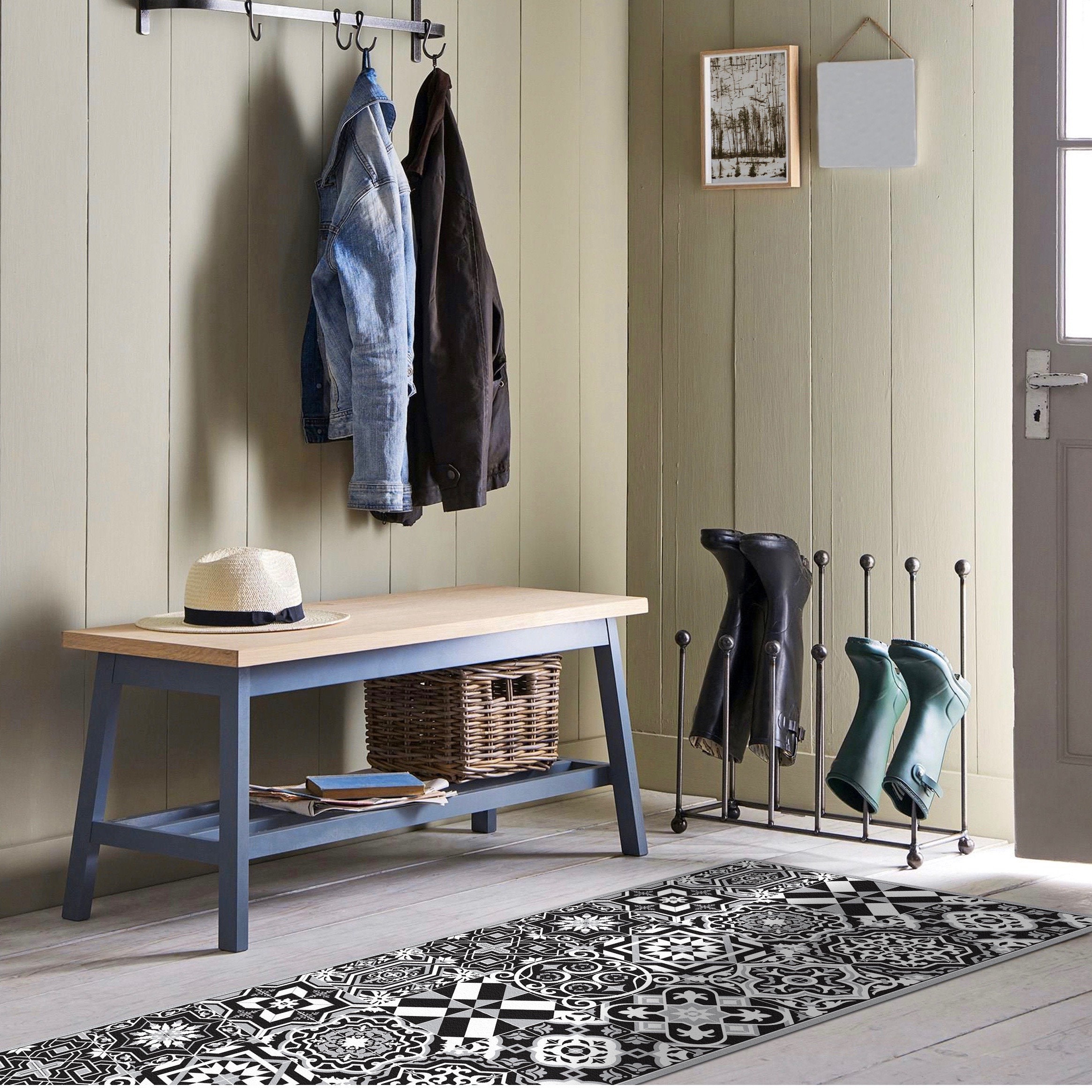 Vinyl Floor Mat PVC Rug Runner Tile Flooring. B & W by TIVA - Etsy