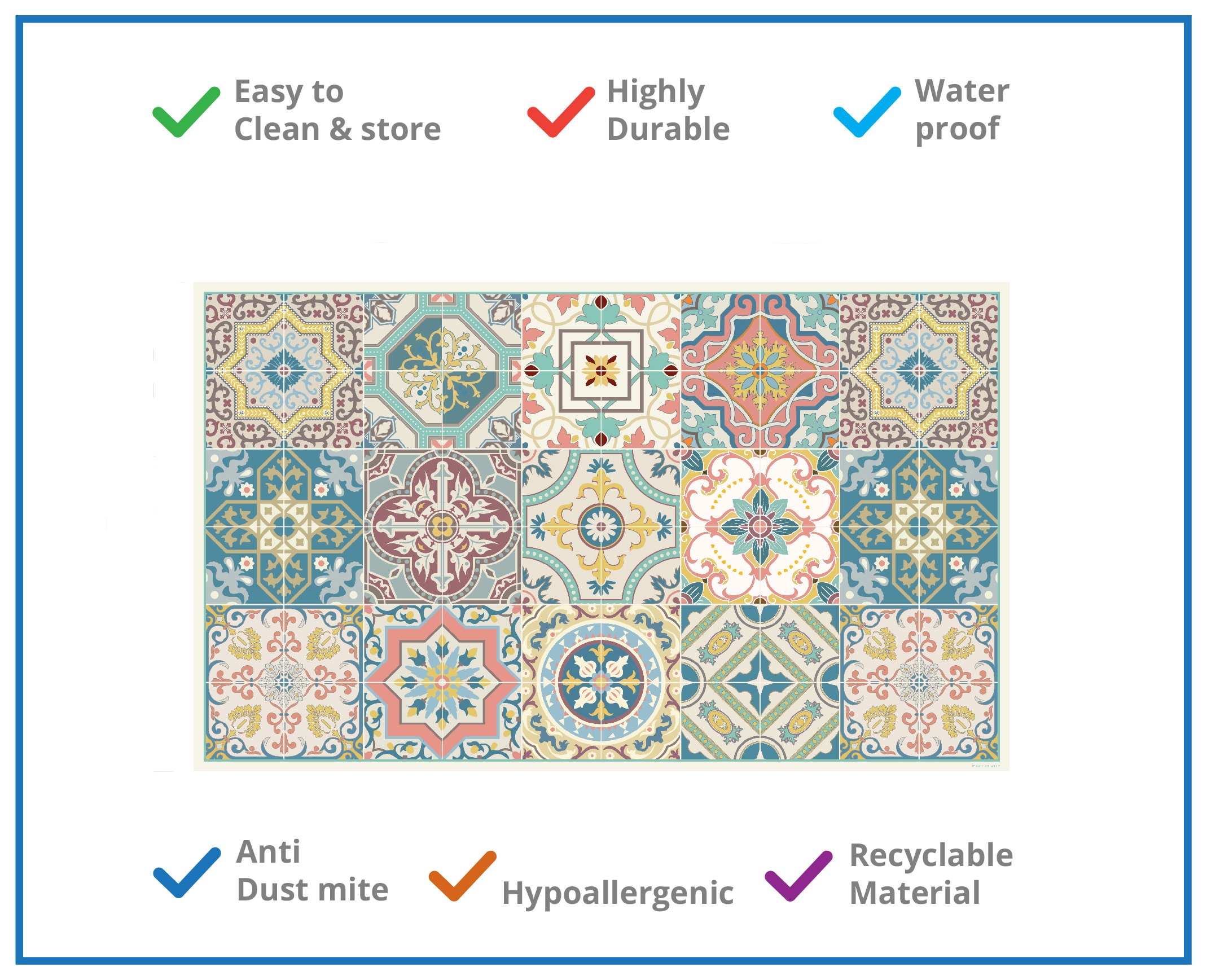 TIVA DESIGN Venetian Beauty Vinyl Floor Mat, Decorative Linoleum PVC ...