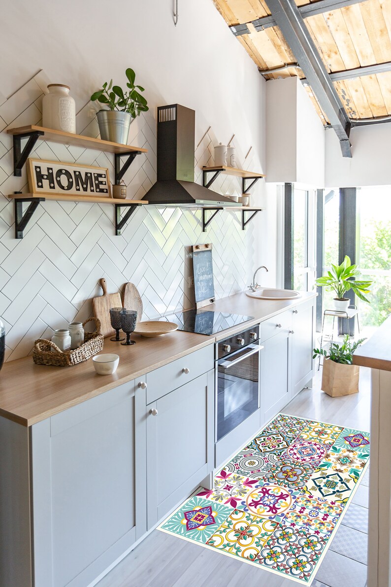 TIVA DESIGN Deep Purple Vinyl Floor Mat, Decorative Linoleum PVC Rug ...