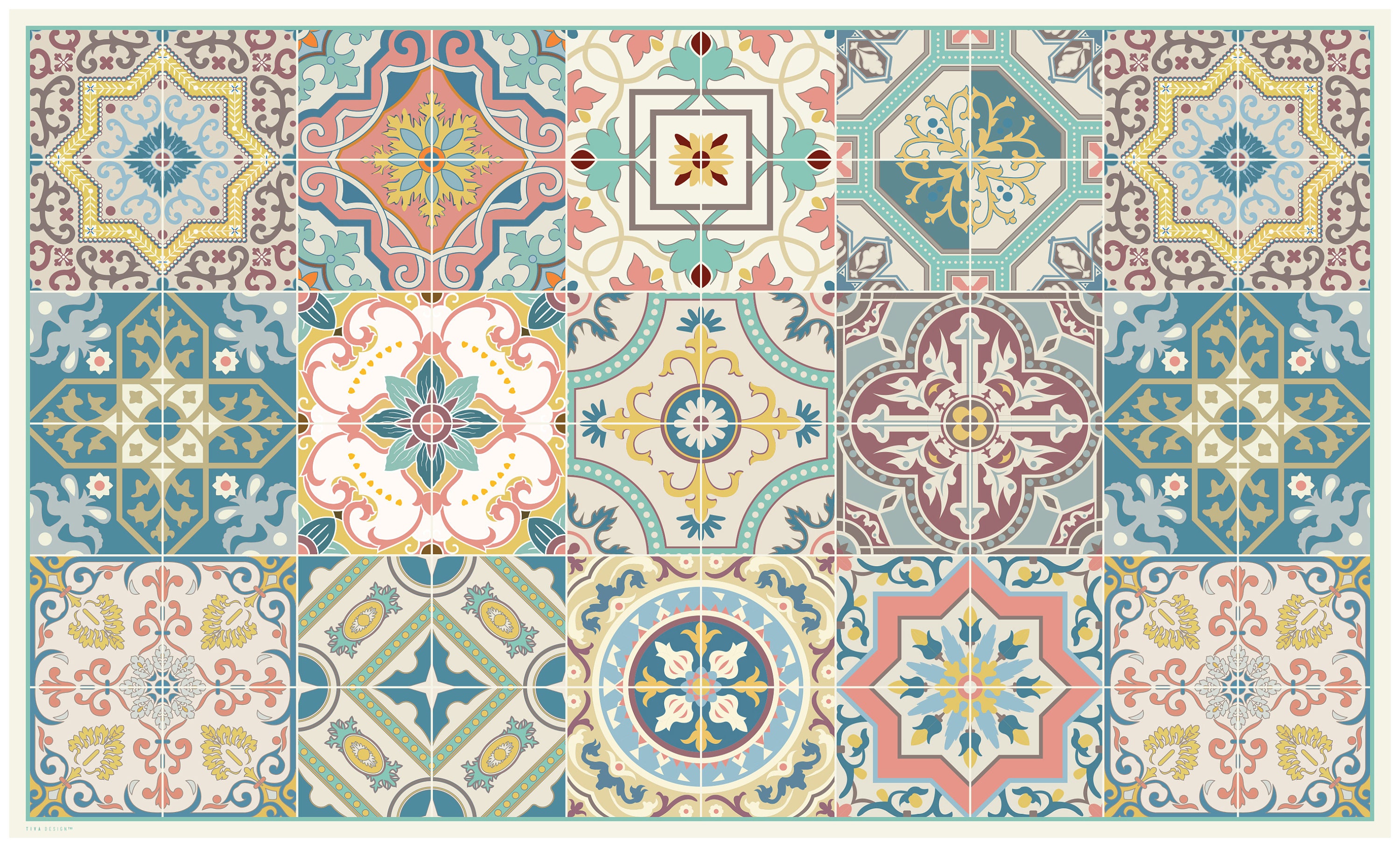 TIVA DESIGN Venetian Beauty Vinyl Floor Mat, Decorative Linoleum PVC ...