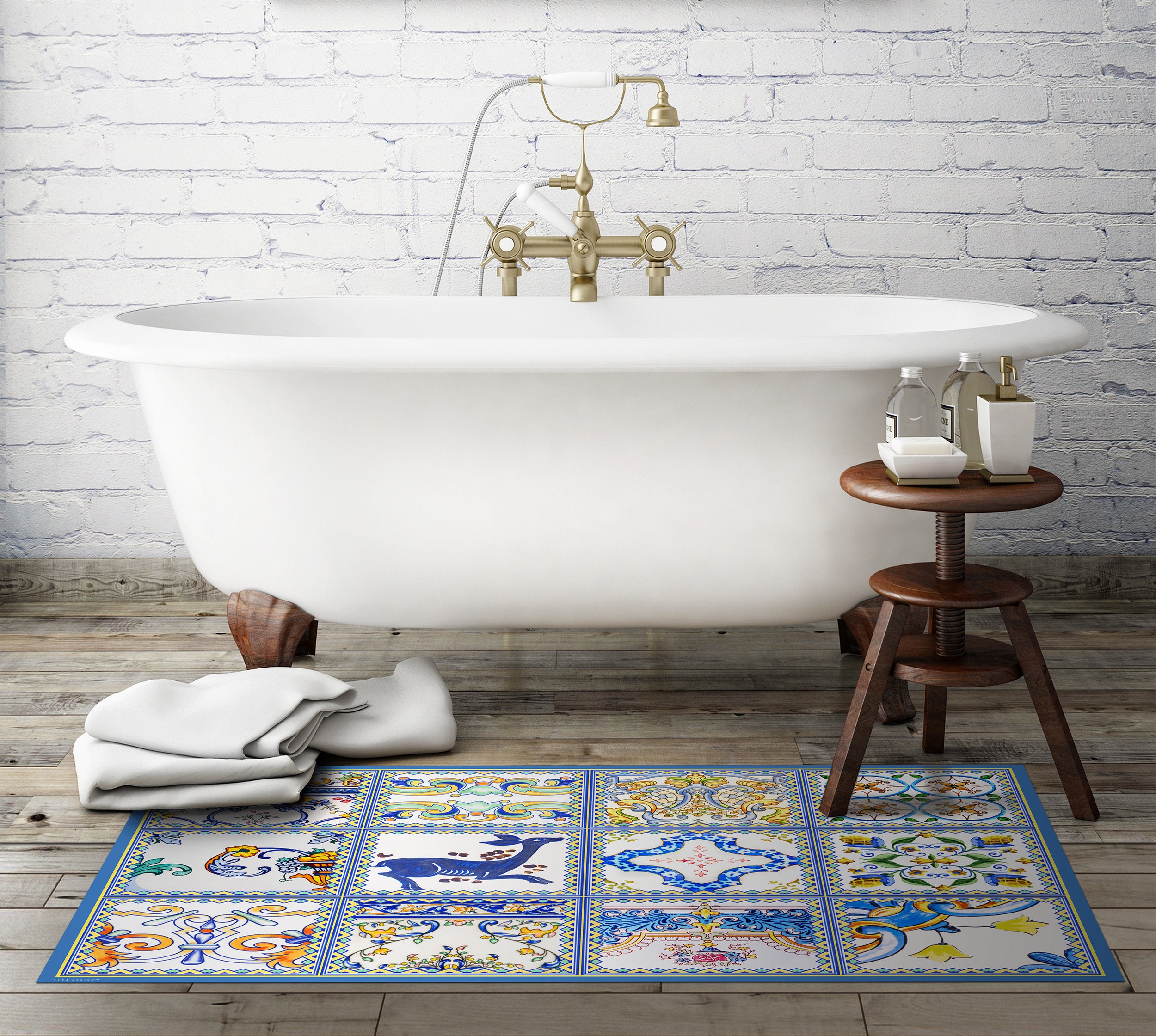 Vinyl Floor Mat PVC Rug Runner Tile Flooring. Florence by - Etsy