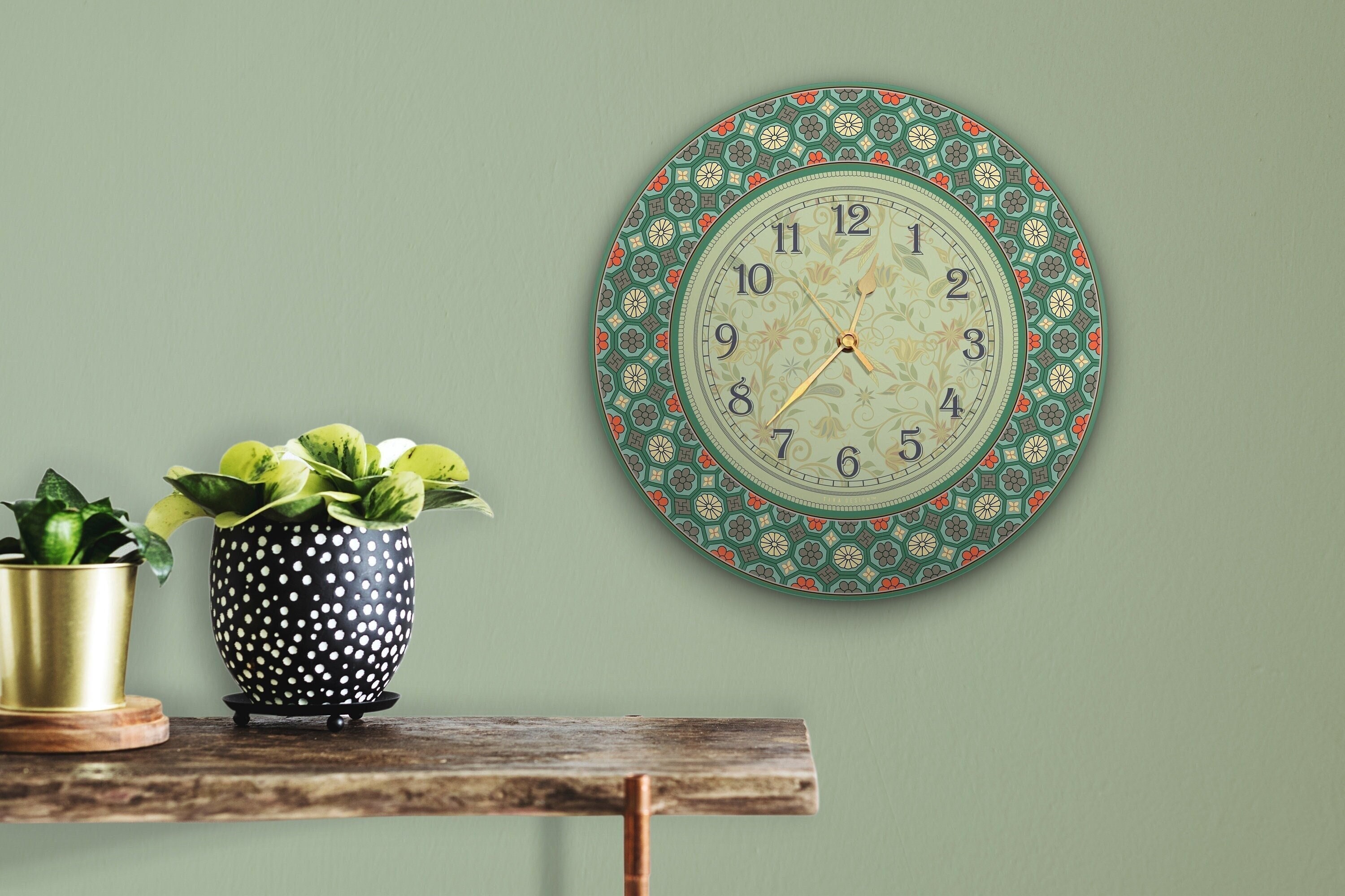 Ancient Beauty Unique Art Work Wall Clock, Acrylic Glass, Silent Non ...