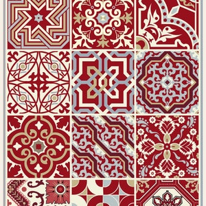 TIVA DESIGN, Maroon Red Tile/wall/stairs Peel and Stick Decal, Tile ...