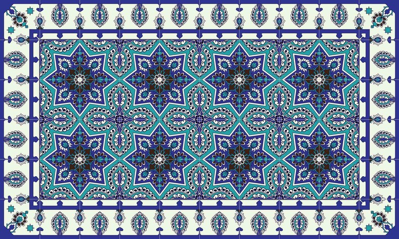 TIVA DESIGN Eastern Star Vinyl Floor Mat Rug Runner Tile - Etsy