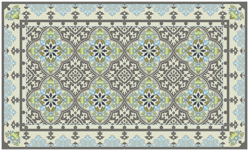 TIVA DESIGN Victoria Vinyl Floor Mat, Decorative Linoleum PVC Rug ...