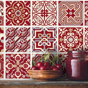 TIVA DESIGN, Maroon Red Tile/wall/stairs Peel and Stick Decal, Tile ...