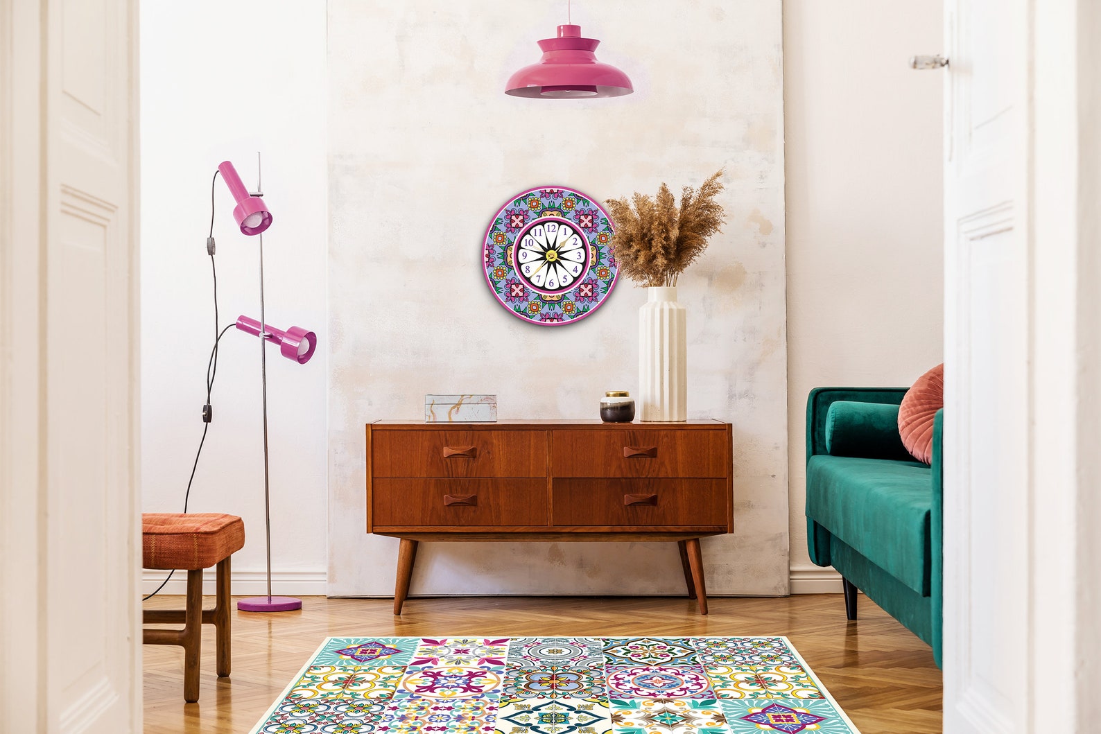 TIVA DESIGN Deep Purple Vinyl Floor Mat, Decorative Linoleum PVC Rug ...