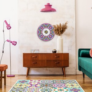 TIVA DESIGN Deep Purple Vinyl Floor Mat, Decorative Linoleum PVC Rug ...