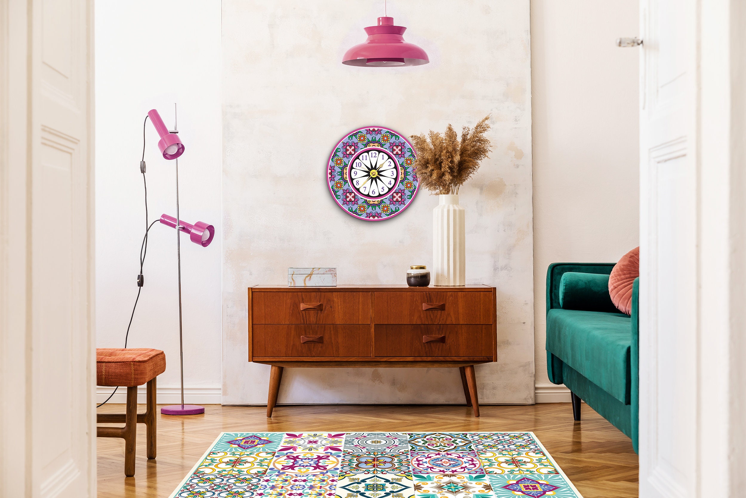 TIVA DESIGN Deep Purple Vinyl Floor Mat, Decorative Linoleum PVC Rug ...