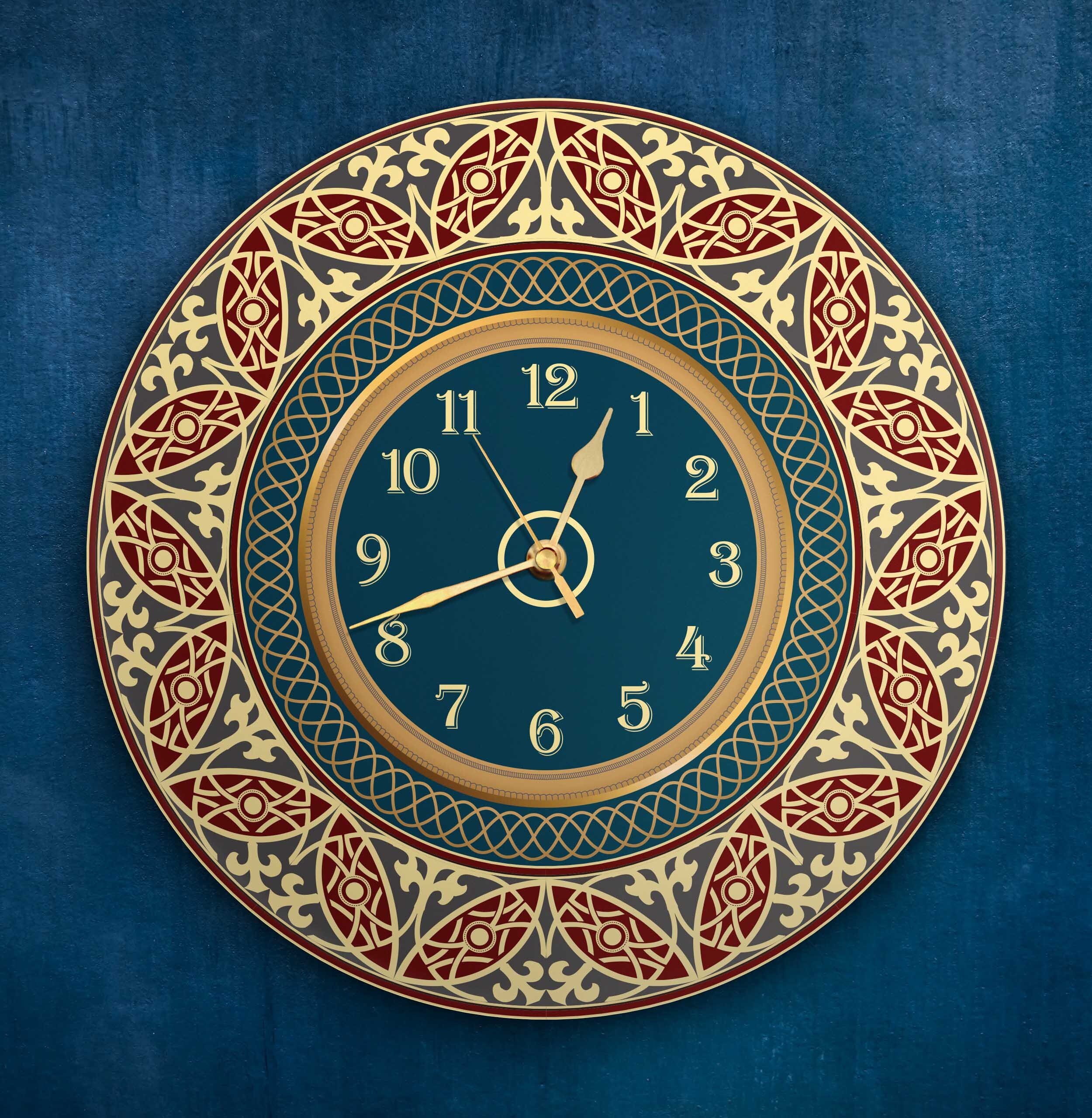 Classic English Green Unique Art Work Wall Clock, Acrylic Glass, Silent ...