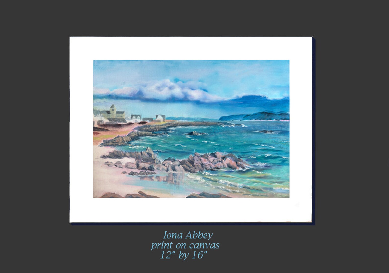 Iona Abbey Fine Art Print, Blue Coastal Wall Art, Scottish Living Room ...