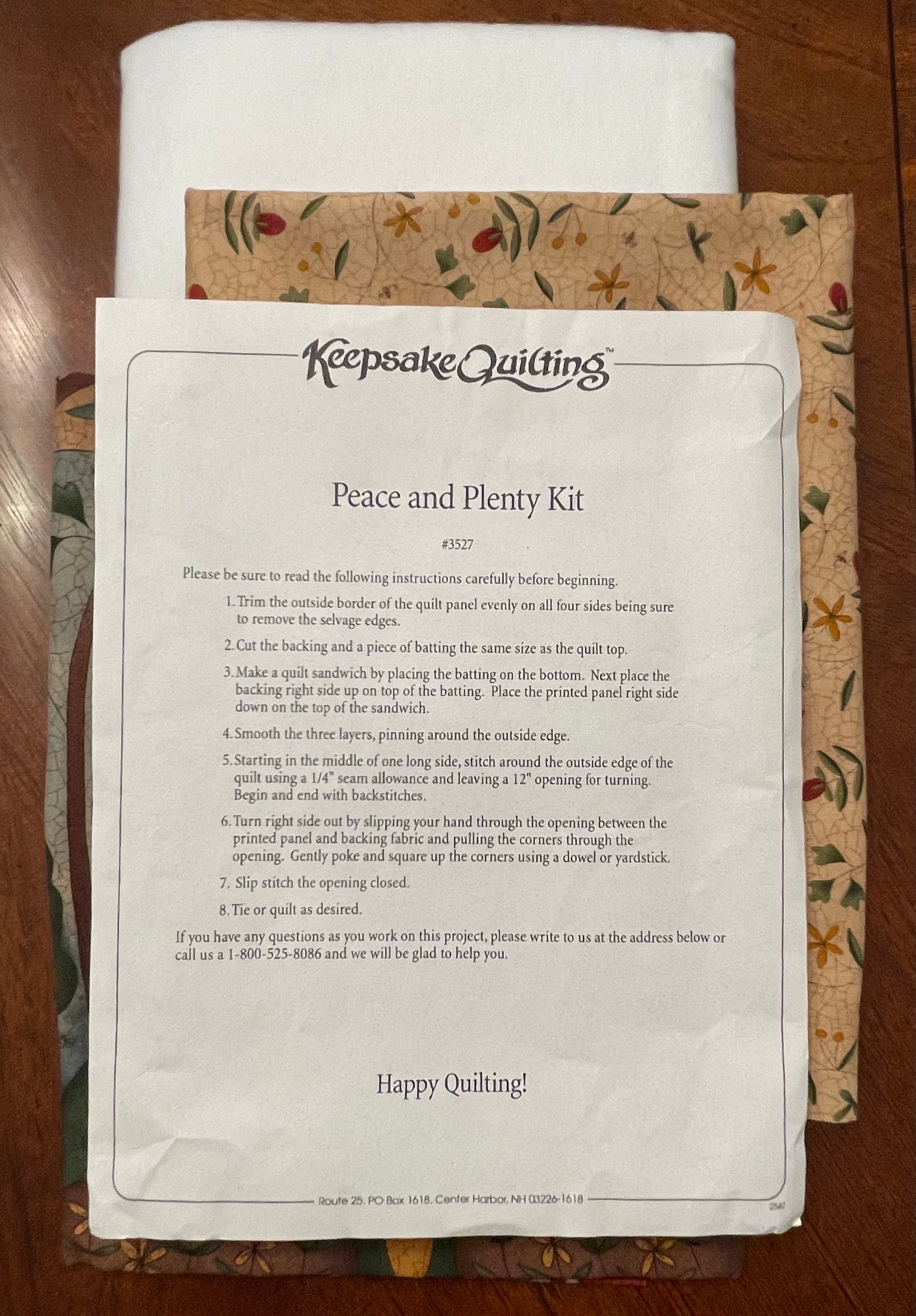 Keepsake Quilting Peace and Plenty Kit #3527 - Retired - Etsy