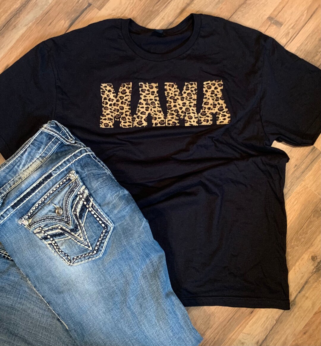 Mama Leopard Print Appliqué Embroidery Woman Monogrammed Pocket Youth ...