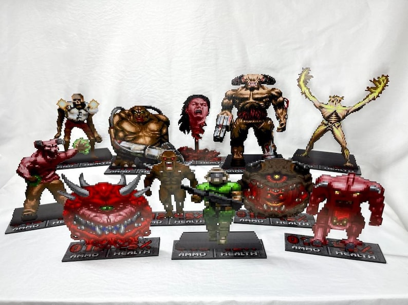 Doom PC Video Game Inspired Sprite Art - Etsy