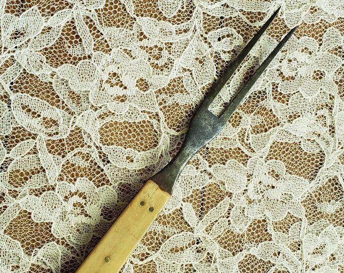 Primitive 2 Tine Fork, RARE 1856 Bone Steel and Brass, Antique Cutlery, Full Tang, Civil War Era ...