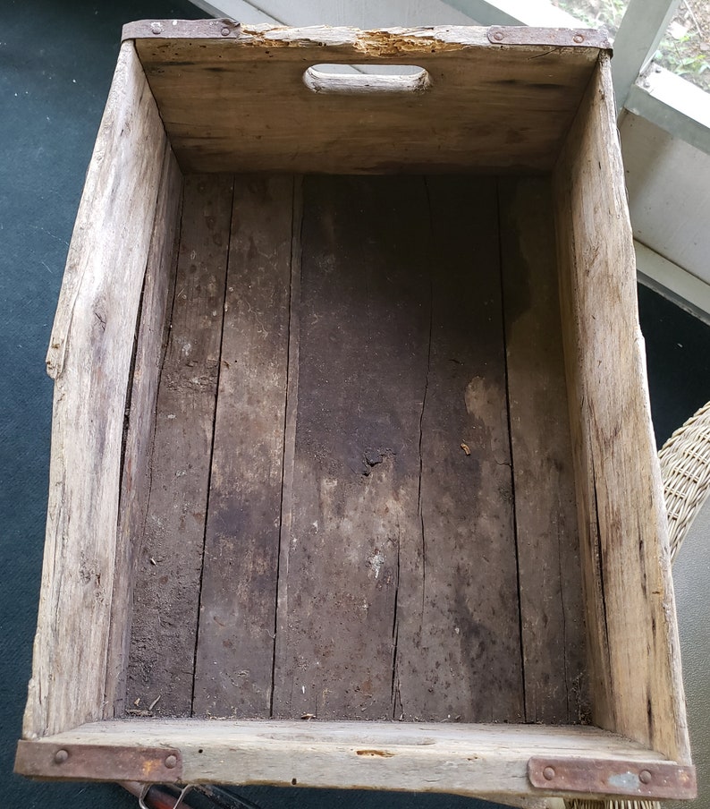 Primitive Wooden Crate 1800's With Galvenized Metal - Etsy