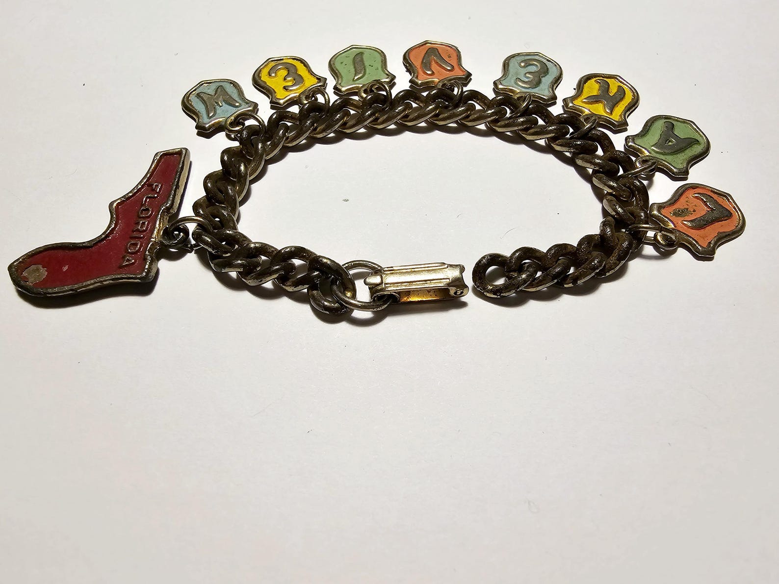 Vintage 1940s Florida Charm Bracelet, Travel Souvenir, Lake View Shield ...
