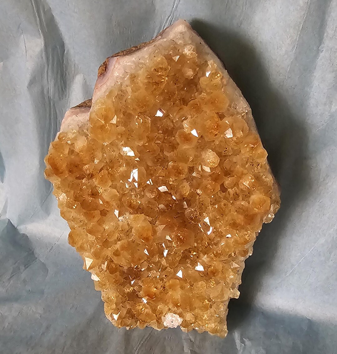 Citrine Druze Specimen Cathedral, Tombstone Crystal Cluster Slab, Rock Geode, Faceted Gemstone ...