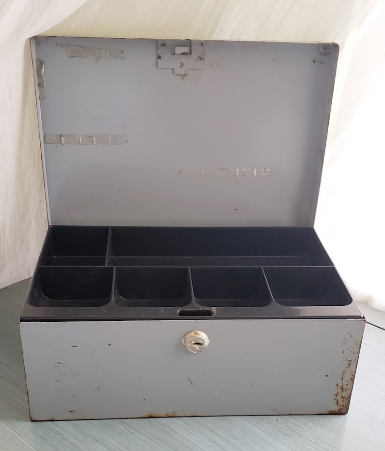 Vintage Cash Box Money Box With Tray Metal Storage Box No - Etsy