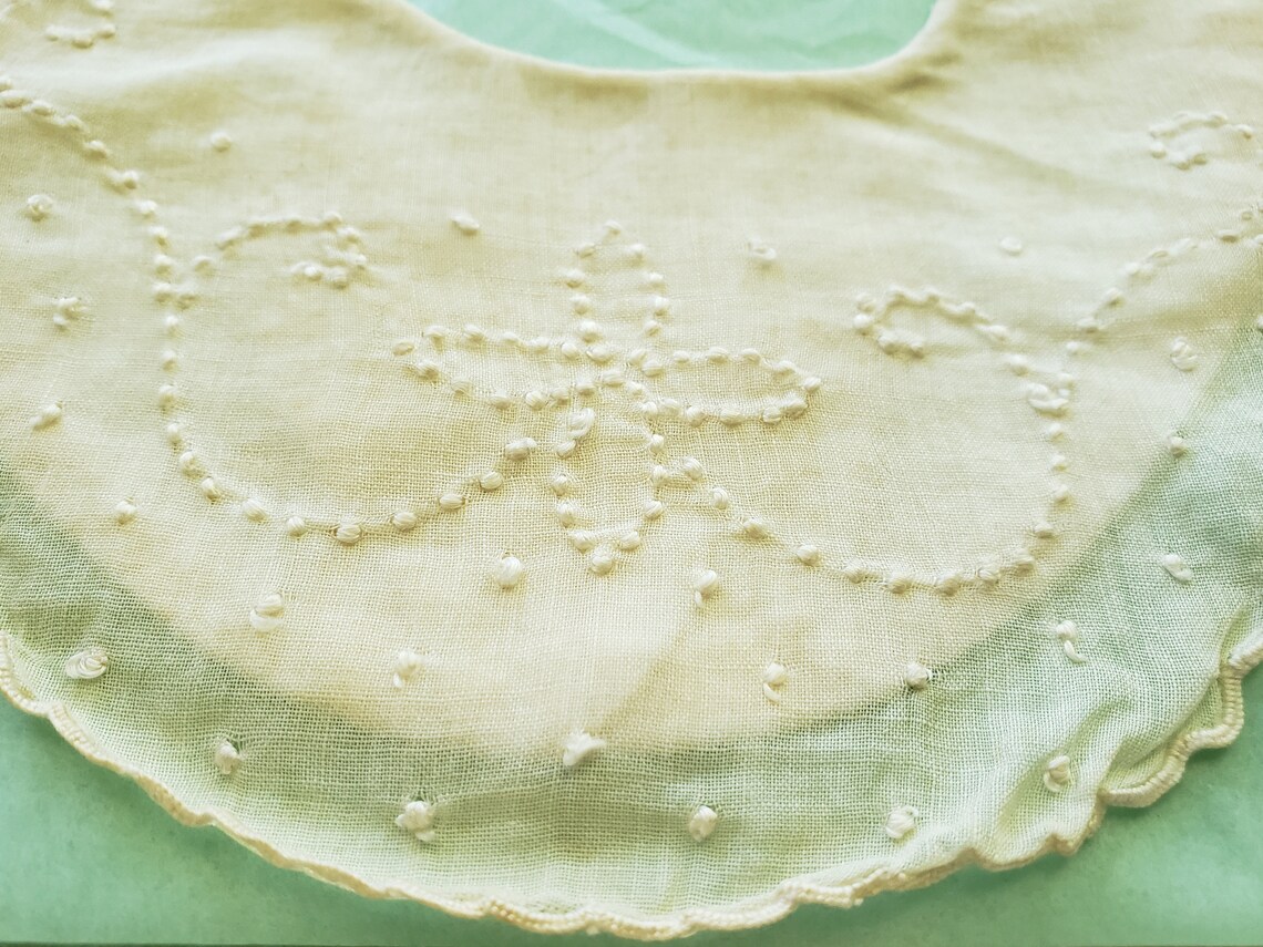 Antique Baby Bibb Bib 1932 With Candle Wicking / French Knots - Etsy