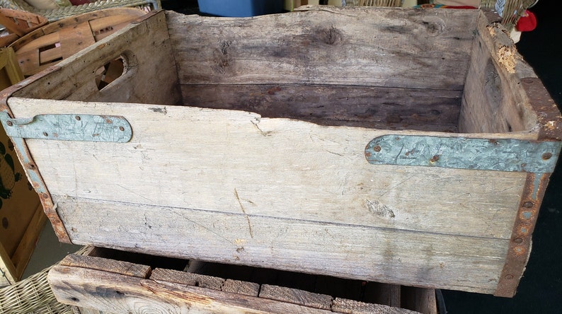 Primitive Wooden Crate 1800's With Galvenized Metal - Etsy