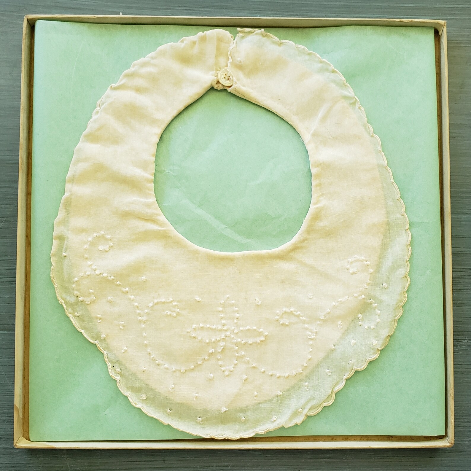 Antique Baby Bibb Bib 1932 With Candle Wicking / French Knots - Etsy