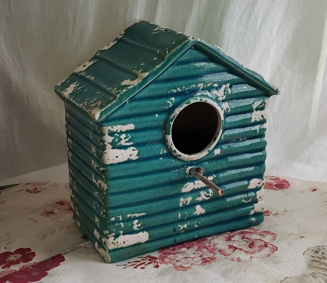 Vintage Portugal Terracota Bird House, Crazed Portugese Terra Cotta ...