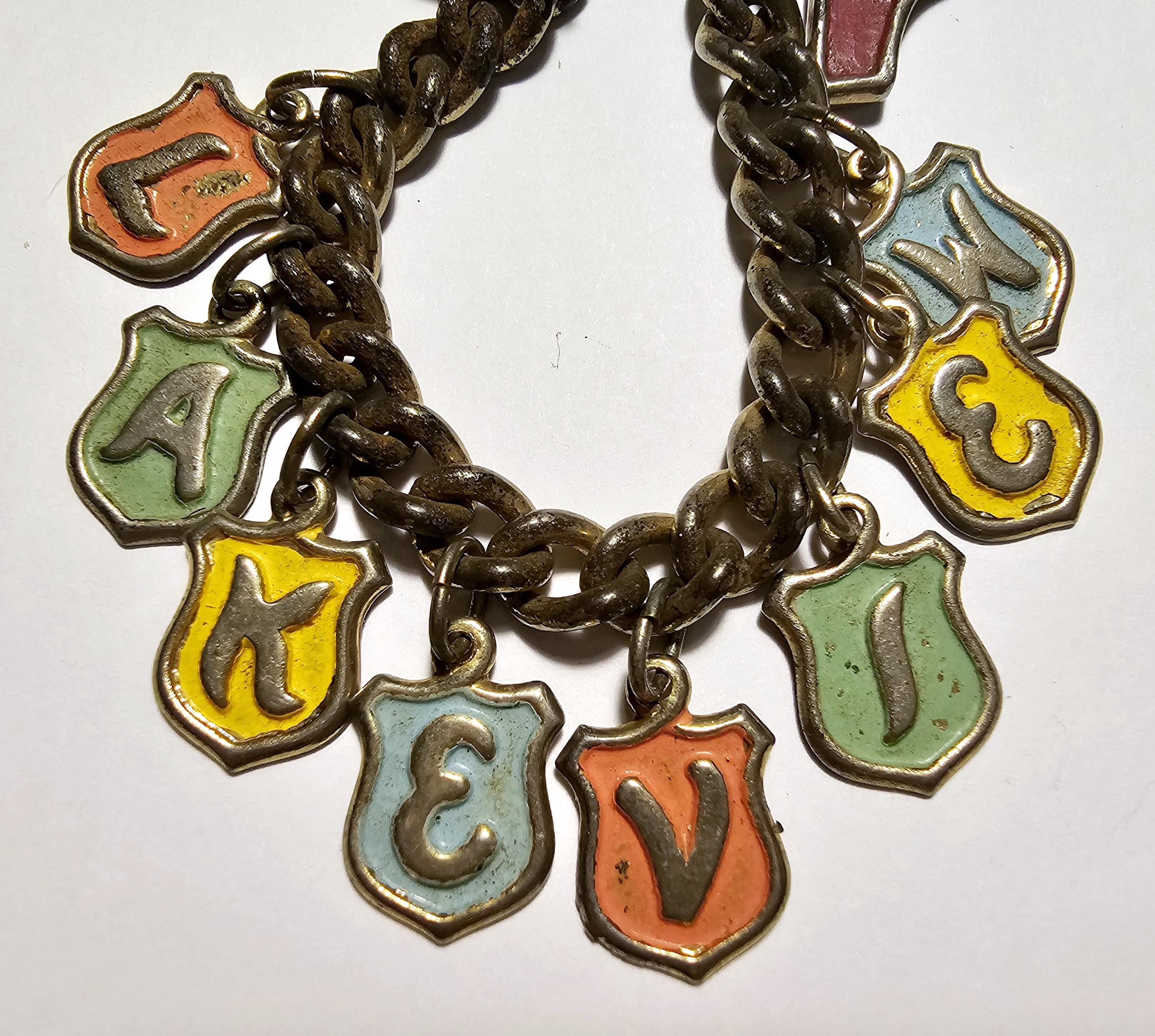 Vintage 1940s Florida Charm Bracelet, Travel Souvenir, Lake View Shield ...