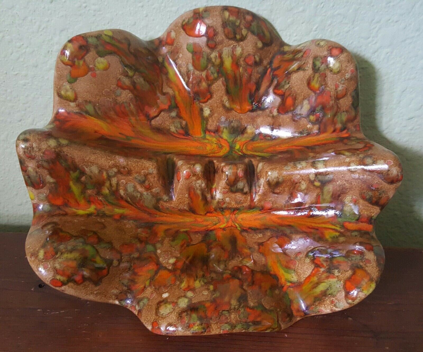 Psychedelic 1970's Ashtray! Art Pottery Volcanic Clam Shell Scallop ...
