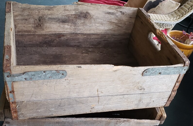 Primitive Wooden Crate 1800's With Galvenized Metal - Etsy