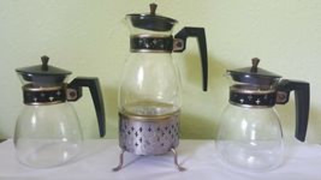 Vintage Silex Caraffes & Sterno Burner Lot of 4! Individual 12 Ounce ...