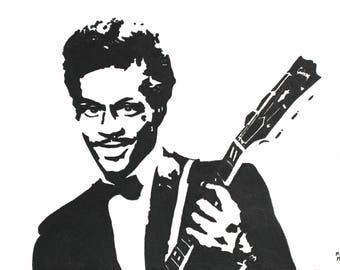 Chuck Berry hand-drawn drawing / painting | Etsy