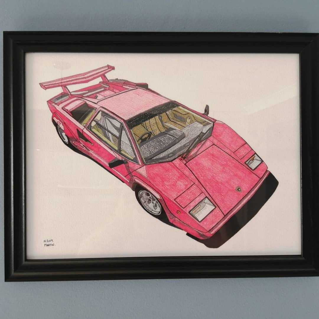 Lamborghini Countach Drawing, Original A3 Size Hand-drawn Drawing not a ...