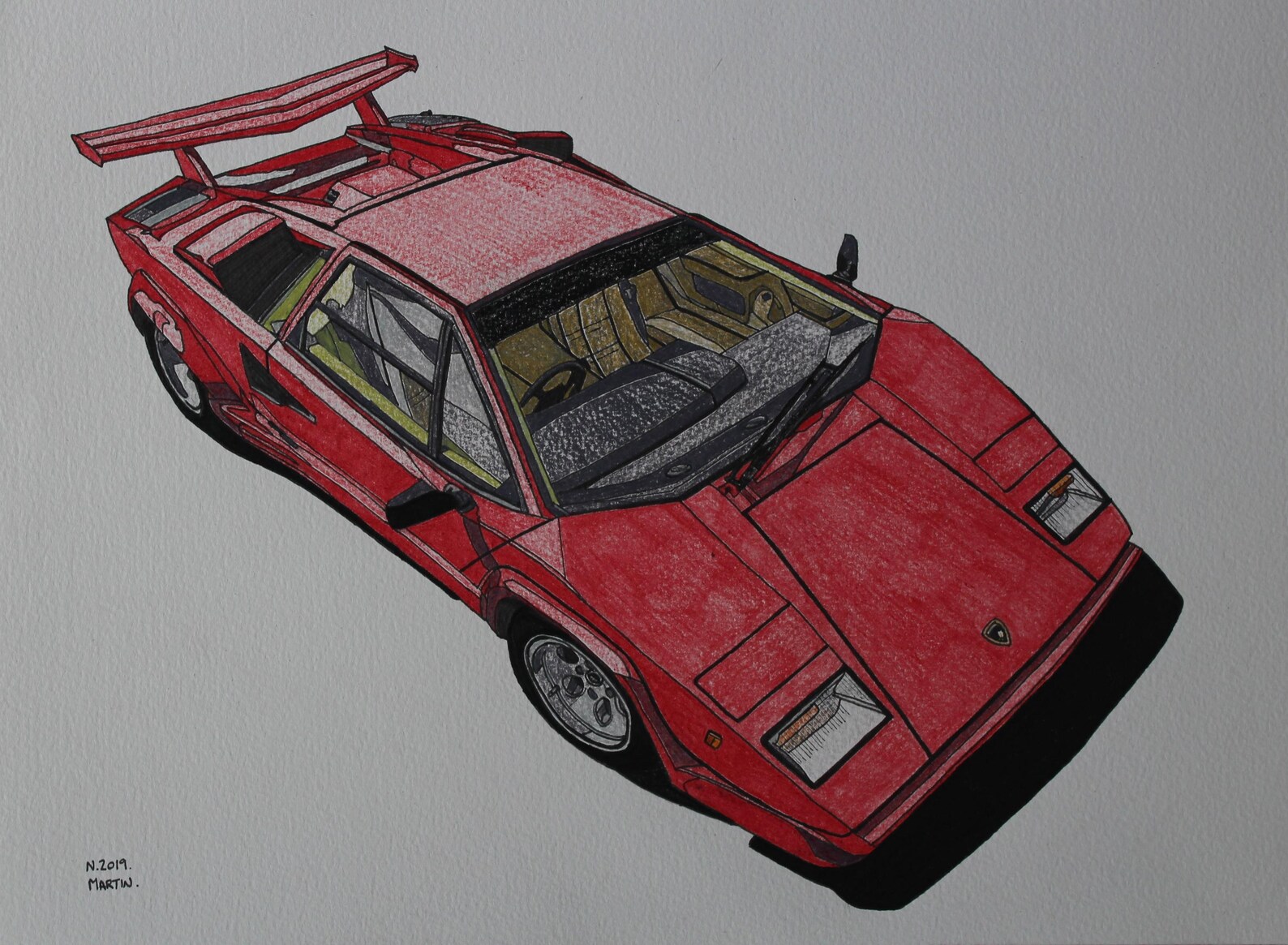 Lamborghini Countach Drawing, Original A3 Size Hand-drawn Drawing (not ...