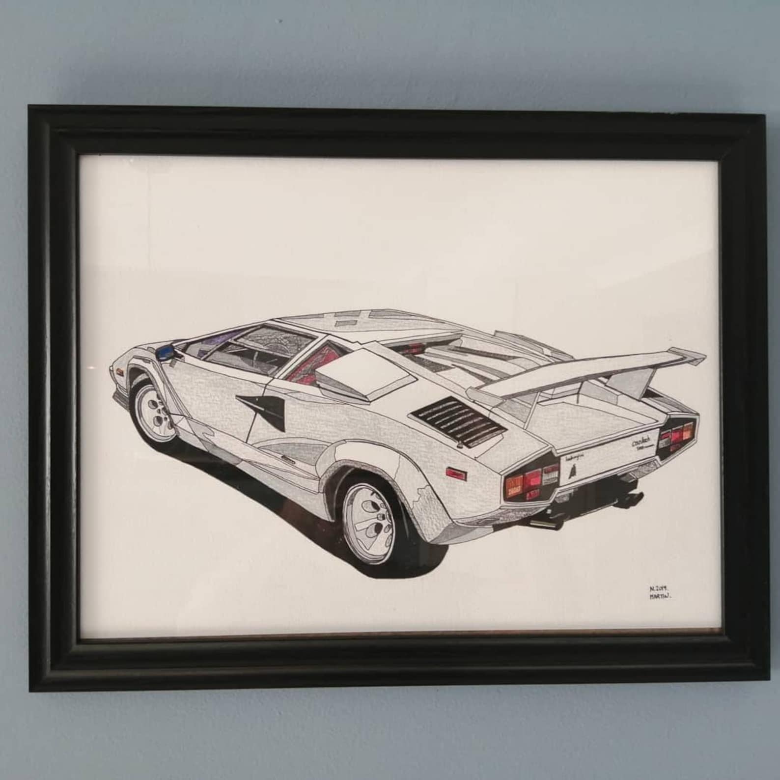 Lamborghini Countach Drawing, Original A3 Size Hand-drawn Drawing not a ...