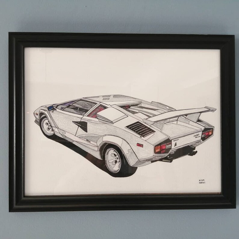 Lamborghini Countach Drawing, Original A3 Size Hand-drawn Drawing not a ...