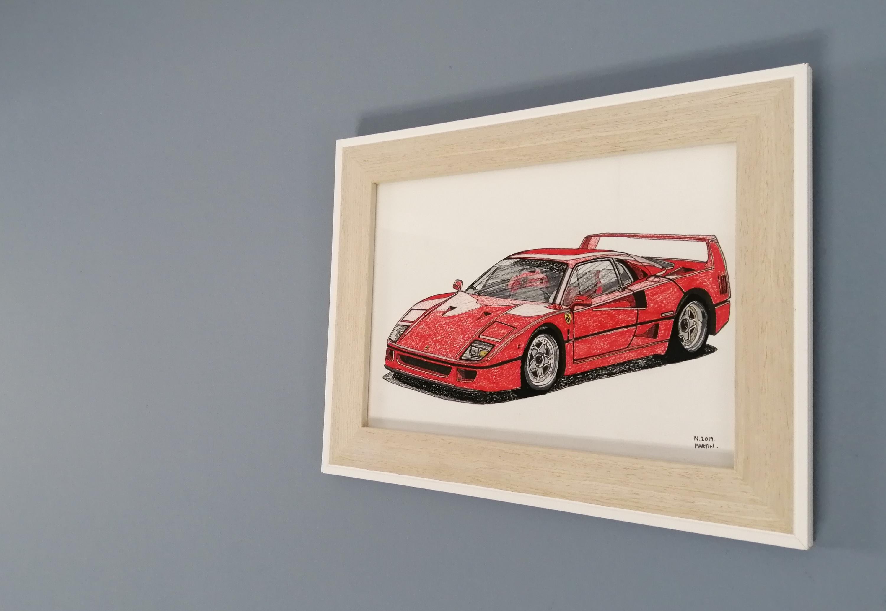 Ferrari F40 Drawing, Original A4 Size Hand-drawn Drawing (not a Print ...
