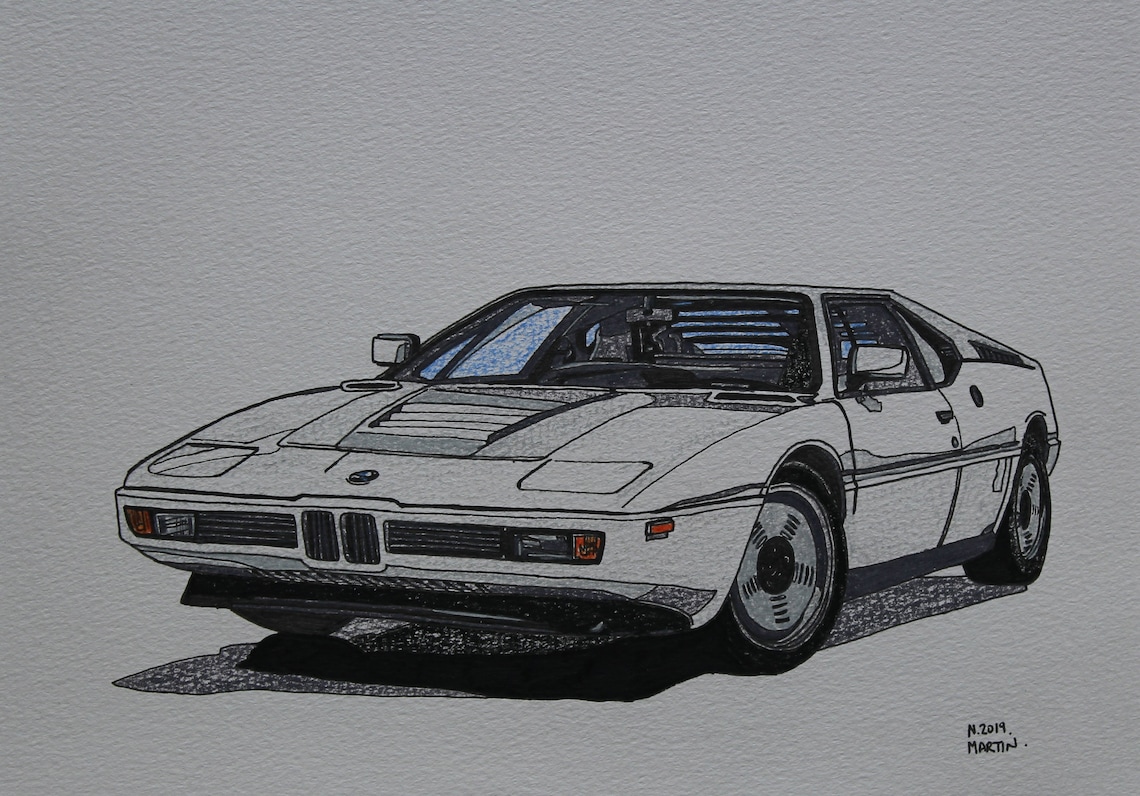 BMW M1 Drawing Original A4 Size Hand-drawn Drawing not a - Etsy