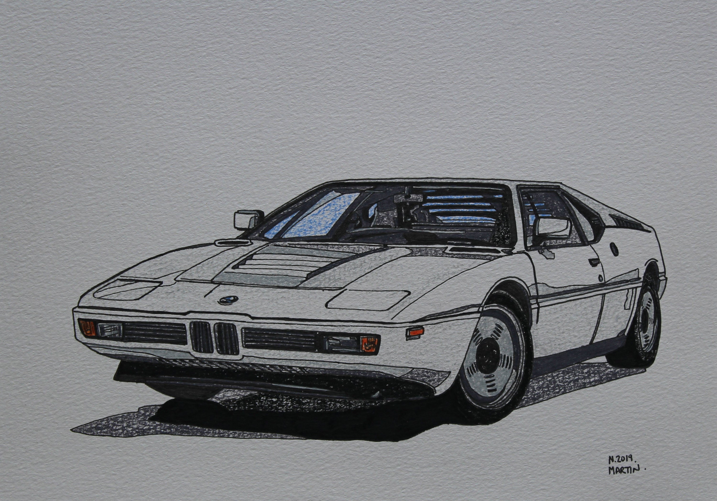 BMW M1 Drawing Original A4 Size Hand-drawn Drawing not a - Etsy