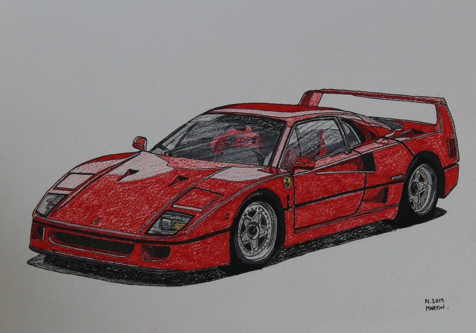 Ferrari F40 Drawing, Original A4 Size Hand-drawn Drawing not a Print ...