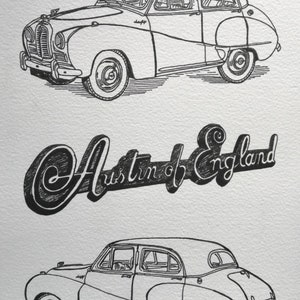 Austin A40 Somerset Drawing, Original A4 Size Hand-drawn Drawing not a ...